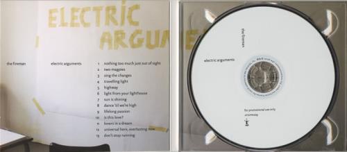 The Fireman Electric Arguments US Promo CD album (CDLP) (460674)
