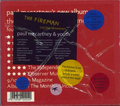 The Fireman Electric Arguments UK CD album (CDLP) (790363)