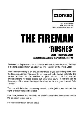 The Fireman Rushes UK Promo 12" vinyl single (12 inch record / Maxi ...