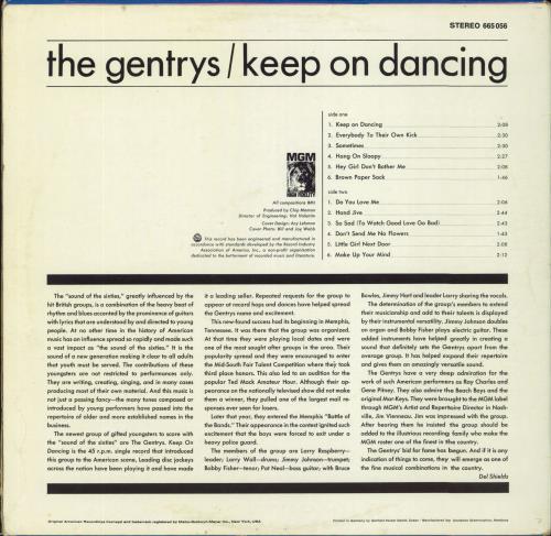 The Gentrys Keep On Dancing German vinyl LP album (LP record) (806248)