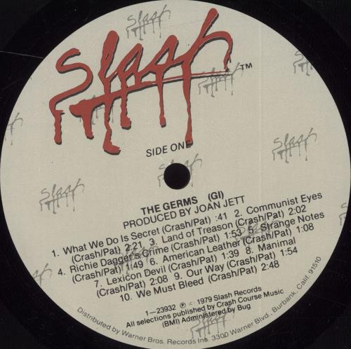 The Germs GI US vinyl LP album (LP record) (706406)