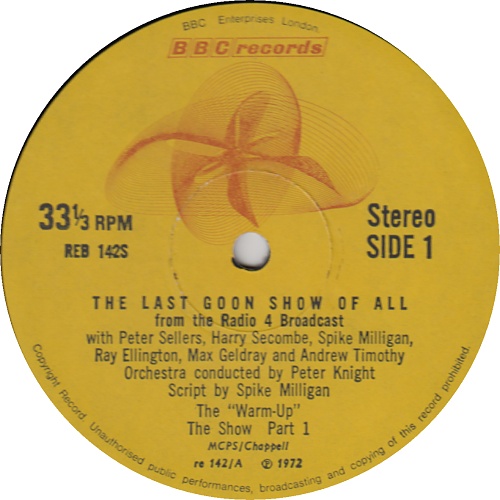 The Goons The Last Goon Show Of All UK vinyl LP album (LP record) (252057)