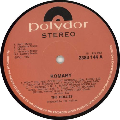 The Hollies Romany South African vinyl LP album (LP record) (698313)