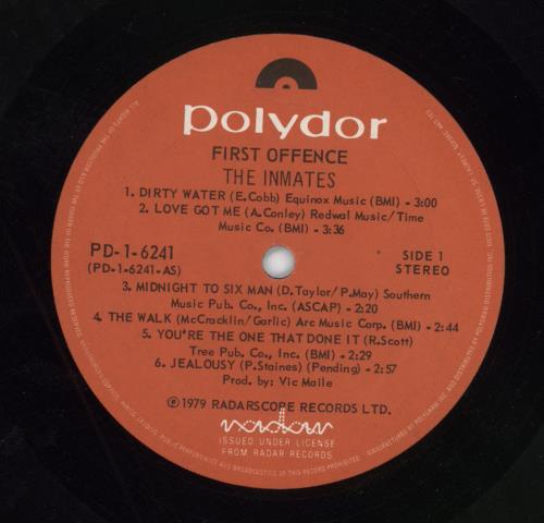 The Inmates First Offence Canadian vinyl LP album (LP record) (782837)