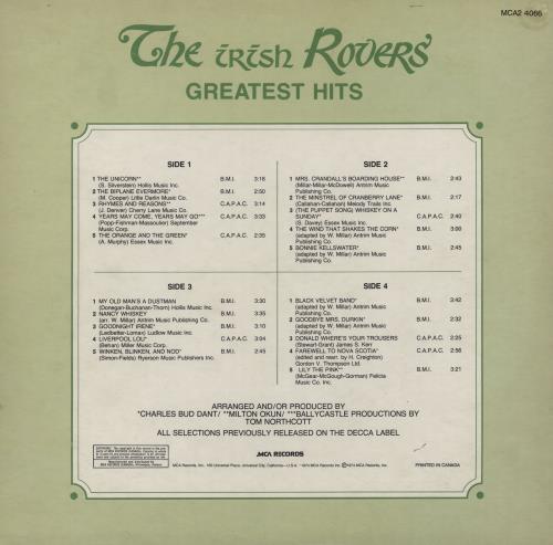 The Irish Rovers Greatest Hits Canadian 2-LP vinyl record set (Double ...