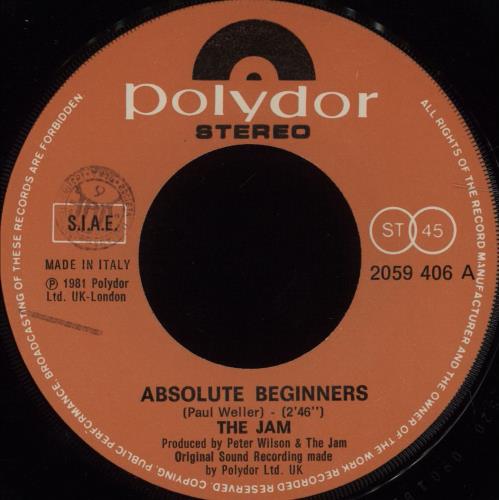 The Jam Absolute Beginners Italian 7" vinyl single (7 inch record / 45 ...