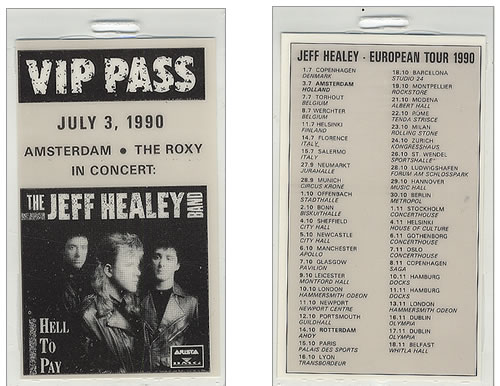 The Jeff Healey Band Ticket & VIP Passes Dutch tour pass (412862 ...
