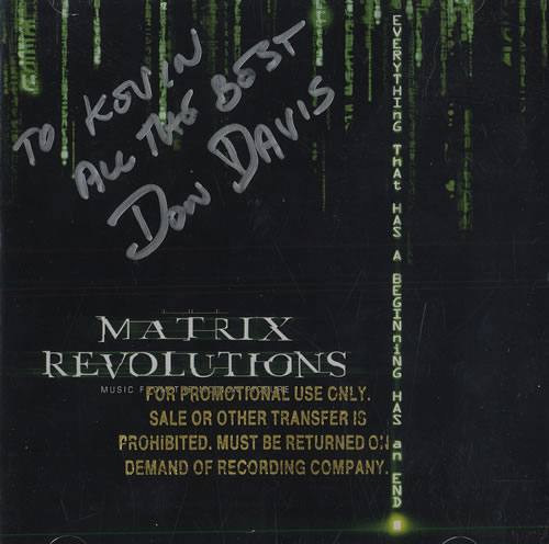 The Matrix Matrix Revolutions - Autographed US CD album (CDLP) (468923)