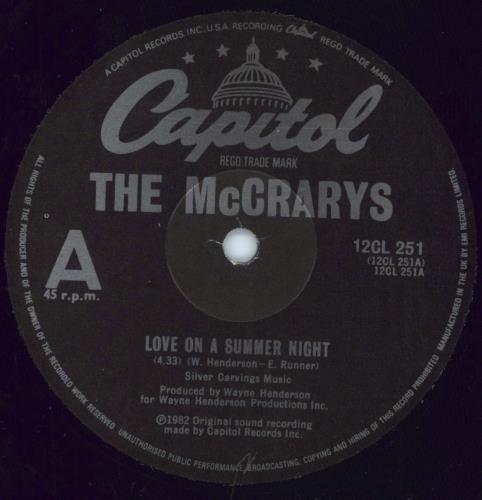 The McCrarys Love On A Summer Night UK 12" vinyl single (12 inch record ...