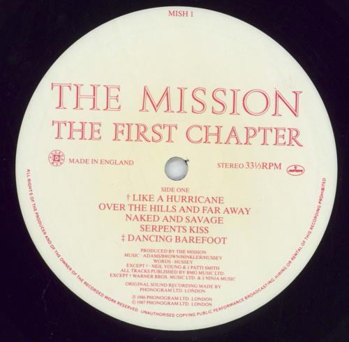 The Mission The First Chapter UK vinyl LP album (LP record) (315131)