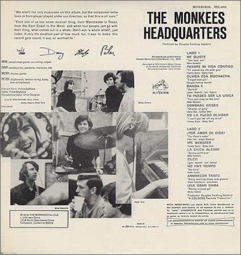 The Monkees Headquarters - Mono Mexican vinyl LP album (LP record) (364450)