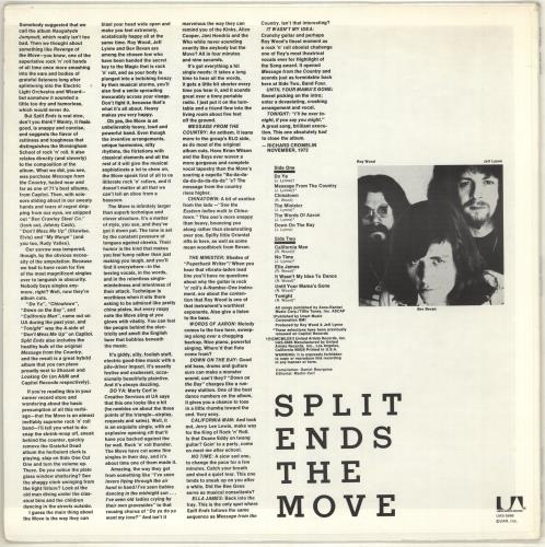 The Move Split Ends US vinyl LP album (LP record) (325523)