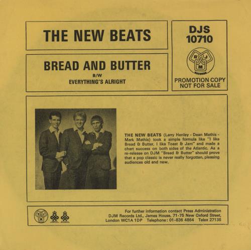 The Newbeats Bread And Butter UK Promo 7" vinyl single (7 inch record ...