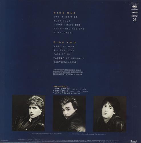 The Outfield Play Deep - stickered UK vinyl LP album (LP record) (748704)