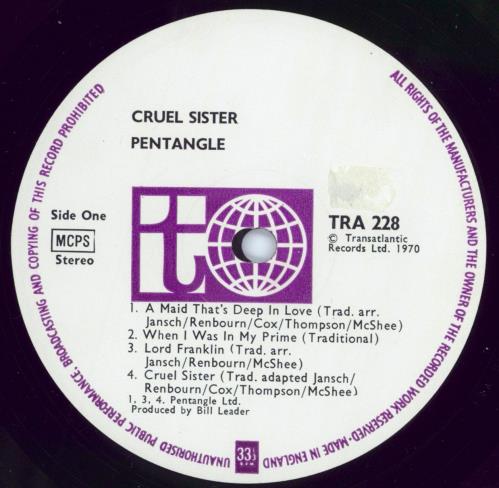 The Pentangle Cruel Sister - first issue EX UK vinyl LP album (LP record) (444582)