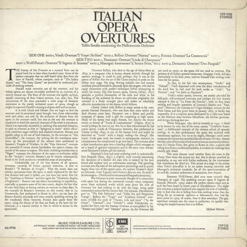 The Philharmonia Orchestra Italian Opera Overtures UK vinyl LP album ...