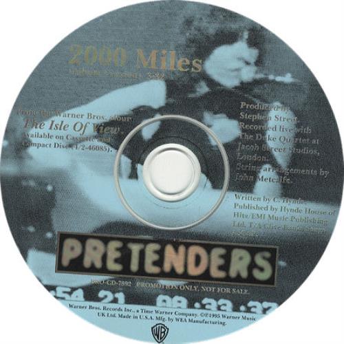 The Pretenders 2000 Miles US Promo CD single (CD5 / 5") (59488)