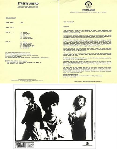 The Primitives Pure German Promo vinyl LP album (LP record) (284141)