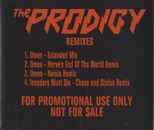 The Prodigy Remixes UK Promo CD single (CD5 / 5") (466435)