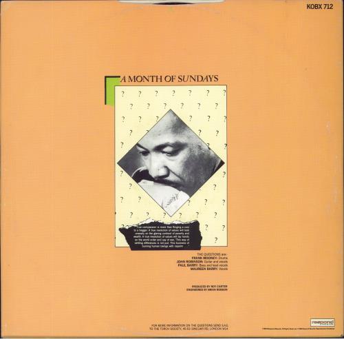 The Questions A Month Of Sundays UK 12" vinyl single (12 inch record ...