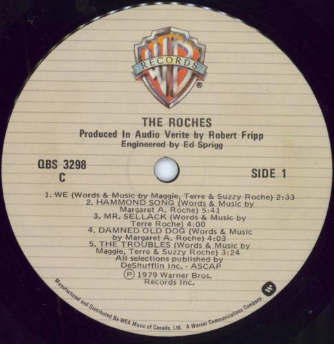 The Roches The Roches Canadian vinyl LP album (LP record) (793848)