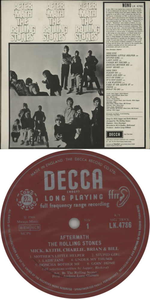 The Rolling Stones Aftermath - 5th UK vinyl LP album (LP record) (604089)