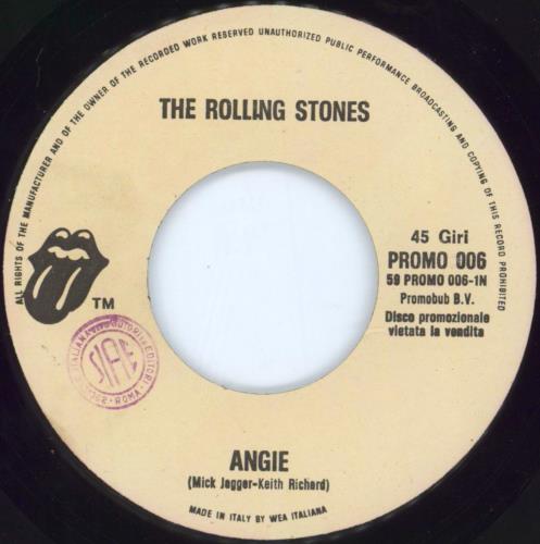 The Rolling Stones Angie Italian 7" vinyl single (7 inch record / 45 ...
