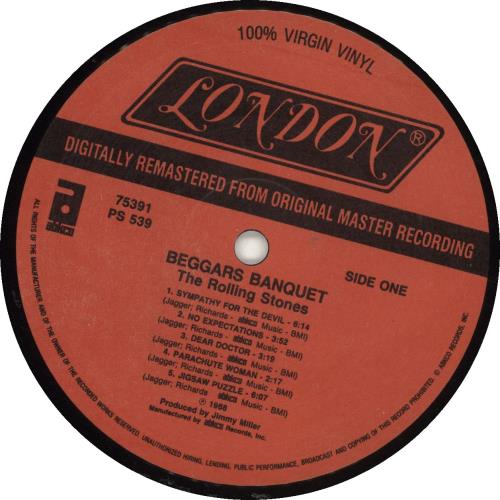 The Rolling Stones Beggars Banquet - Remastered Canadian vinyl LP album (LP record) (692080)