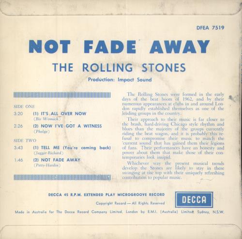 The Rolling Stones Not Fade Away - 2nd Australian 7" vinyl single (7 ...