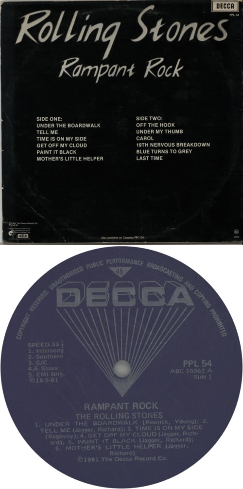 The Rolling Stones Rampant Rock South African vinyl LP album (LP record ...