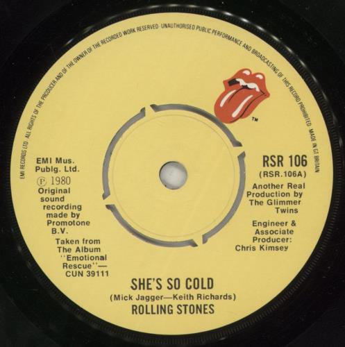 The Rolling Stones She's So Cold - 4pr + Sleeve UK 7" vinyl single (7 ...