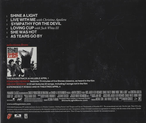 The Rolling Stones Shine A Light Sampler US Promo CD album (CDLP) (439498)