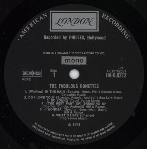 The Ronettes The Fabulous Ronettes UK vinyl LP album (LP record) (793697)