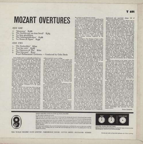 The Royal Philharmonic Orchestra Mozart Overtures UK vinyl LP album (LP ...