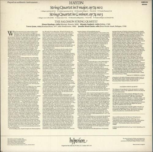 The Salomon String Quartet Haydn String Quartets UK vinyl LP album (LP record) (737219)