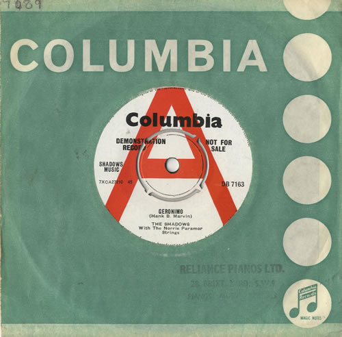 The Shadows Geronimo - A Label UK Promo 7" vinyl single (7 inch record ...