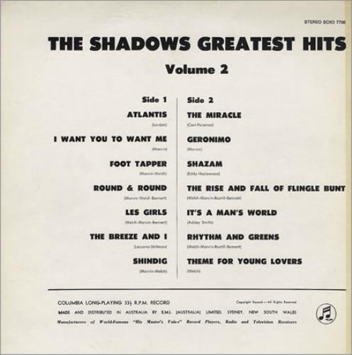 The Shadows Greatest Hits Volume 2 Australian vinyl LP album (LP record ...