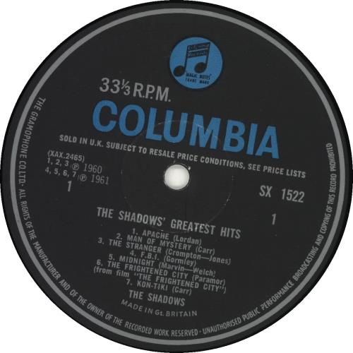 The Shadows Greatest Hits UK vinyl LP album (LP record) (688971)