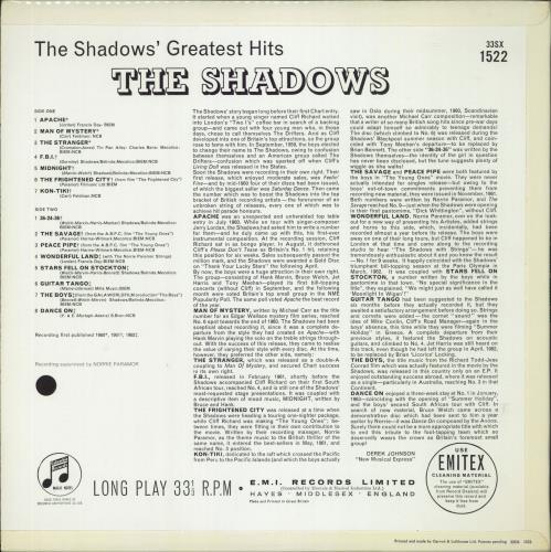 The Shadows The Shadows' Greatest Hits - 1st UK vinyl LP album (LP ...