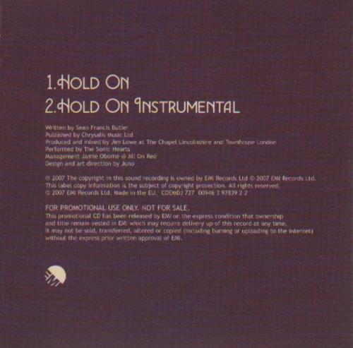 The Sonic Hearts Hold On UK Promo CD single (CD5 / 5") (646325)