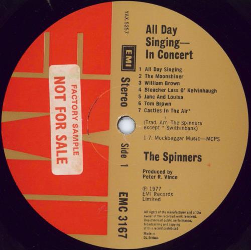 The Spinners All Day Singing - Factory Sample UK vinyl LP album (LP ...