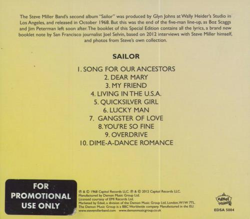 The Steve Miller Band Sailor: Remastered UK CD album (CDLP) (791403)