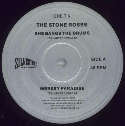 The Stone Roses She Bangs The Drums - Autographed + Print UK 12" vinyl single (12 inch record ...