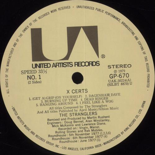 The Stranglers Live (X Cert) - Original sleeve Japanese vinyl LP album ...