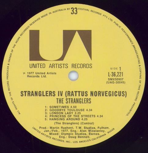 The Stranglers Rattus Norvegicus Australian vinyl LP album (LP record ...