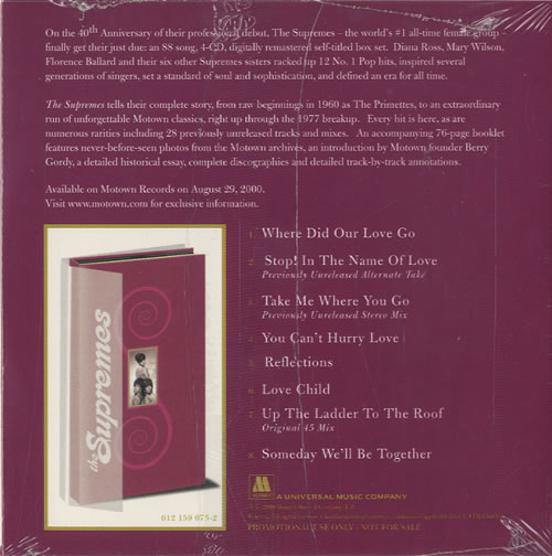 The Supremes Box Set Sampler US Promo CD album (CDLP) (163636)