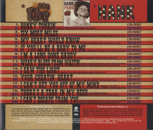 The The Vs Hank US Promo CD album (CDLP) (43622)