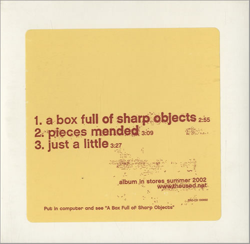 The Used A Box Full Of Sharp Objects US Promo CD single (CD5 / 5") (534247)