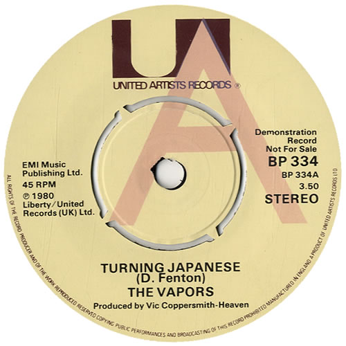 The Vapors Turning Japanese - P/S UK Promo 7" vinyl single (7 inch ...