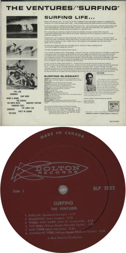 The Ventures Surfing Canadian vinyl LP album (LP record) (611056)